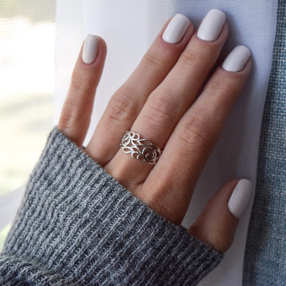 Autumn Leaf Ring Spring Floral Ring Sterling Silver | Etsy