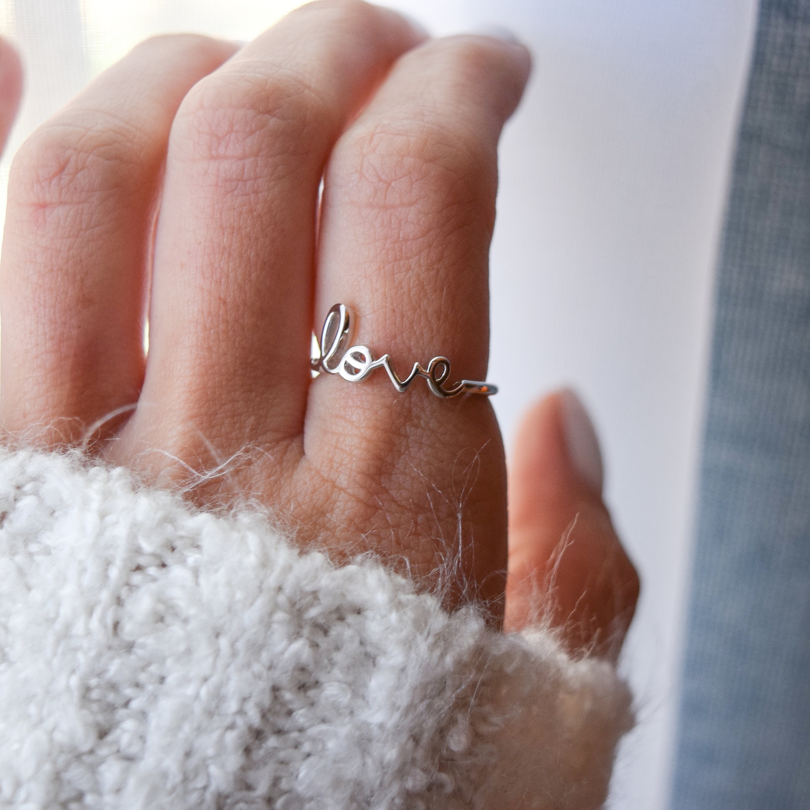 Love Ring Dainty Silver Ring Sterling Silver Ring Silver - Etsy