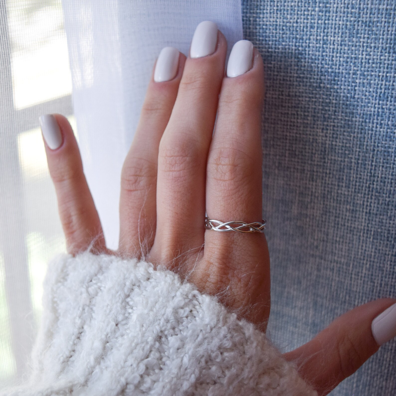 Silver Braided Ring Sterling Silver Woven Ring Top Gift for - Etsy