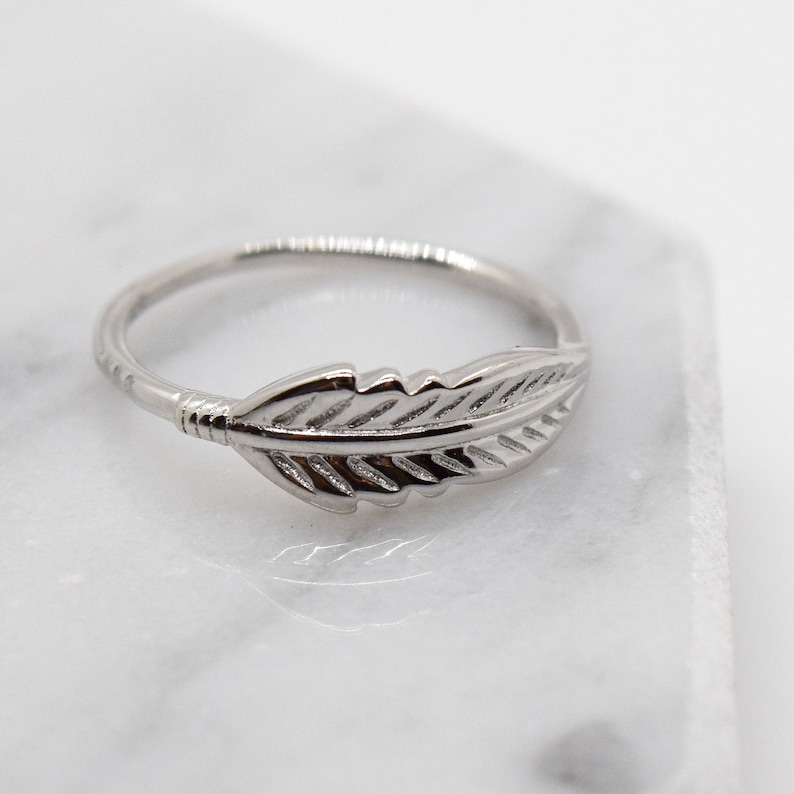 Feather Ring, Sterling Silver Ring, Silver Feather Ring, Boho Feather ...