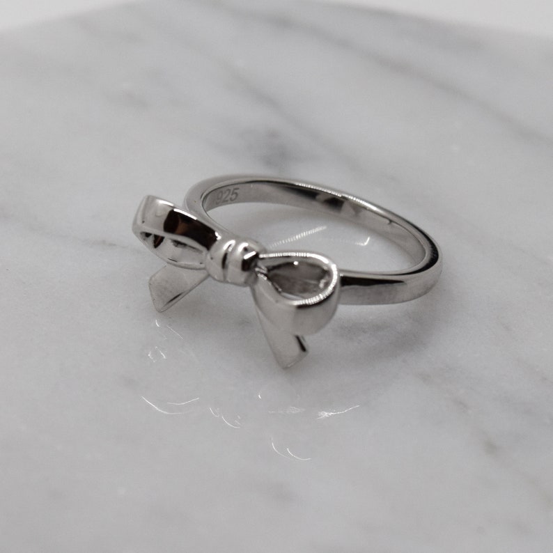 Silver Bow Ring Sterling Silver Bow Bow Ring Dainty Silver - Etsy