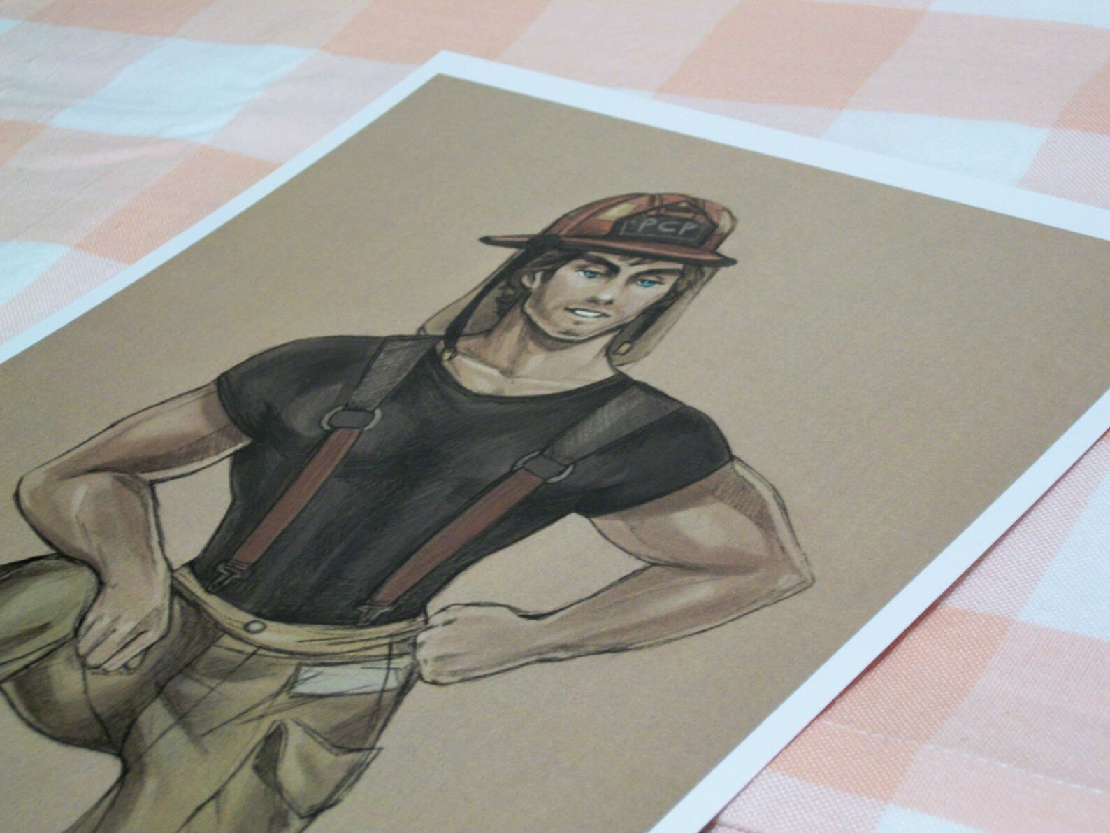 Firefighter Pin up Sketch Vintage Style Character Art Print - Etsy