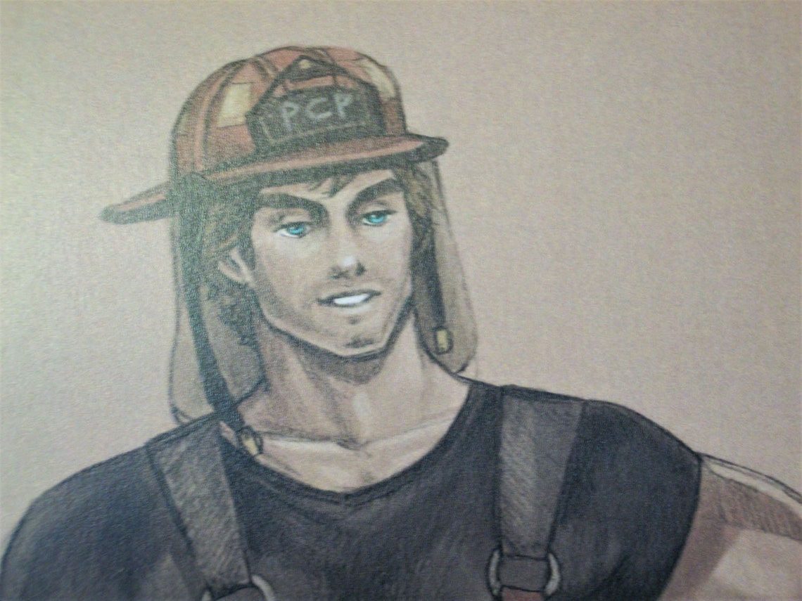 Firefighter Pin up Sketch Vintage Style Character Art Print - Etsy