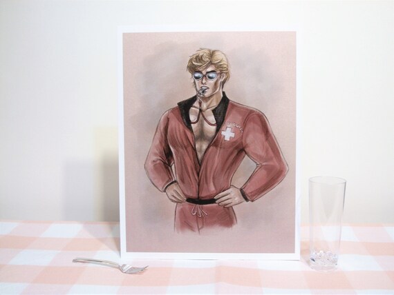 Lifeguard Pin up Sketch Vintage Style Character Art Print | Etsy