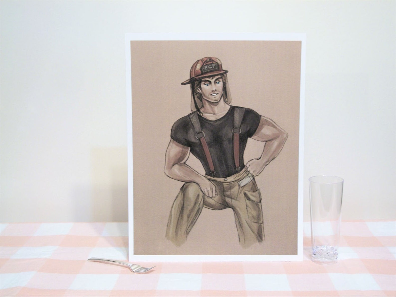 Firefighter Pin up Sketch Vintage Style Character Art Print - Etsy