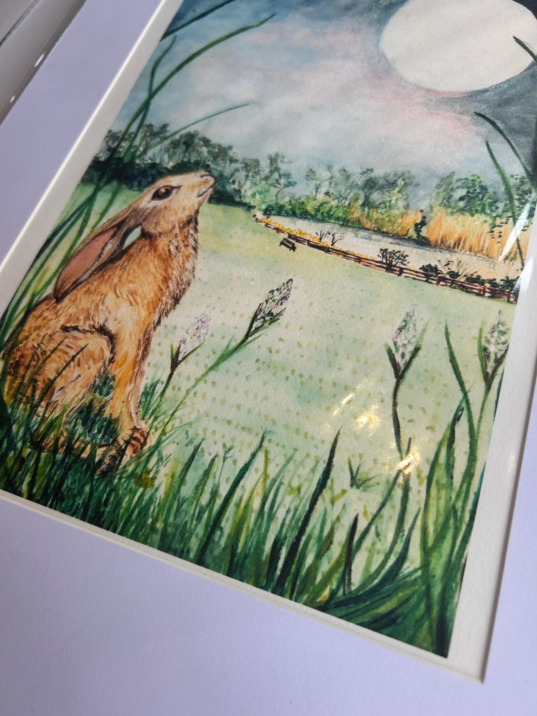 Hare in the Moonlight Watercolour Print - Etsy