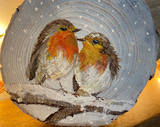 Robin . Hand Painted Hanger - Robin Heart Hanging Decoration - Unique ...