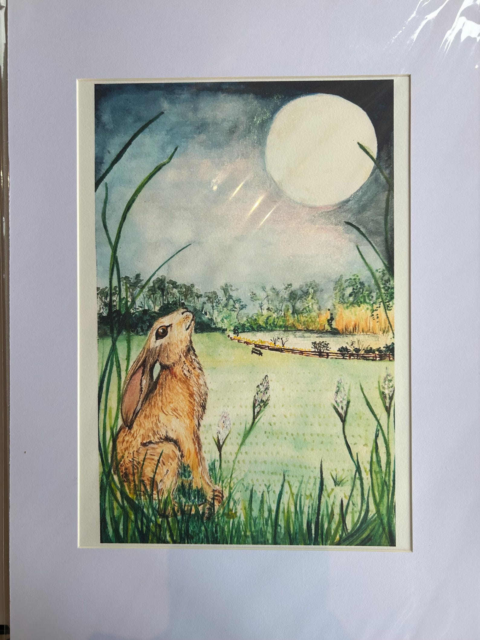 Hare in the Moonlight Watercolour Print - Etsy