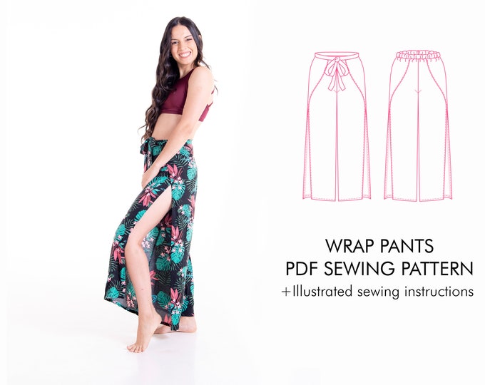 Wrap Pants Sewing Pattern, Tied or Elastic Waist (PDF Pattern) - Etsy