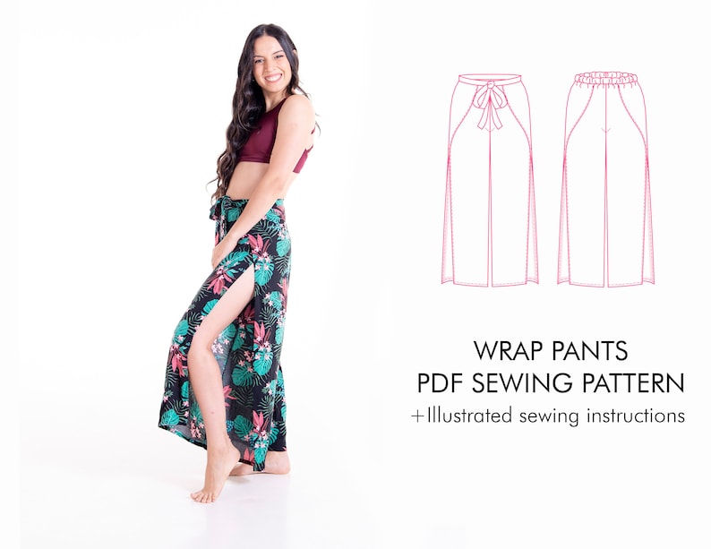 WRAP PANTS PDF Sewing Patterns and Tutorial in Sizes Xxs-5xl, 2 Waist ...