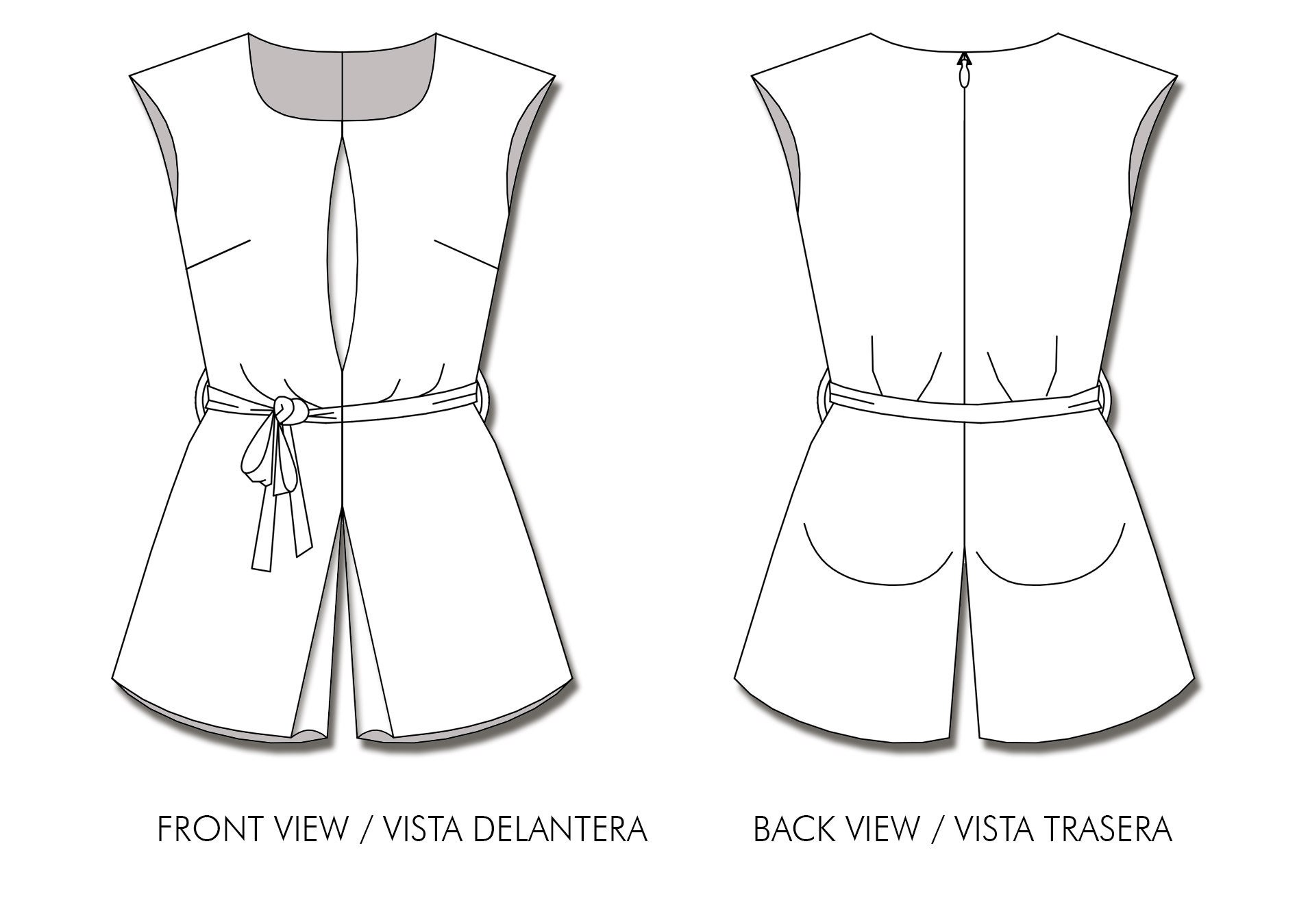 Pleated Jumpsuit PDF Sewing Pattern and Tutorial, Short Length Romper ...