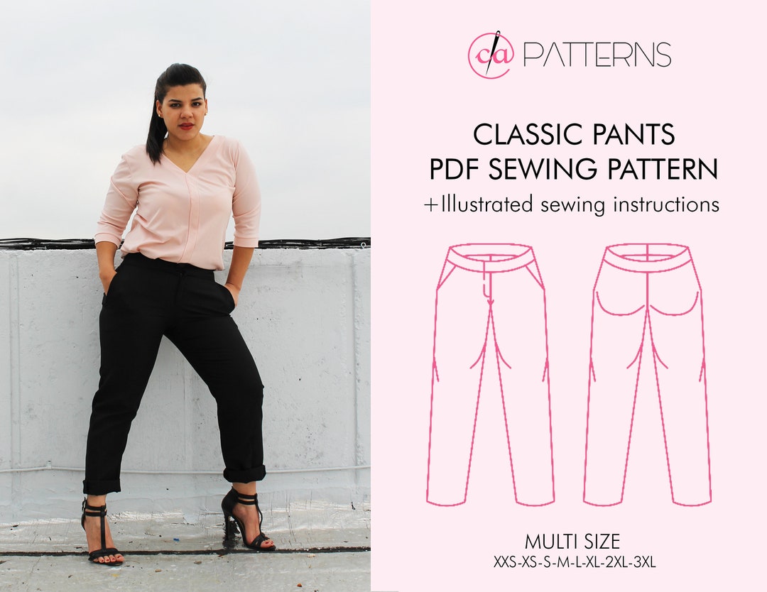 Classic Pants PDF Sewing Pattern and Tutorial, Pants With Pocket ...