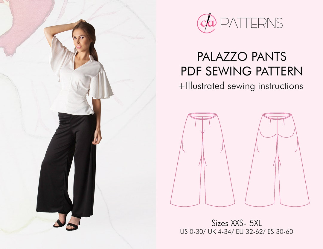 Palazzo Pants PDF Sewing Pattern and Tutorial, Zipper and Non Zipper ...