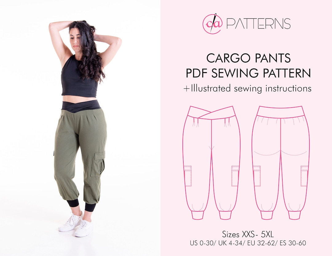 CARGO PANTS PDF Sewing Pattern and Tutorial in Sizes Xxs-5xl, Joggers Pattern Sewing Pattern for ...