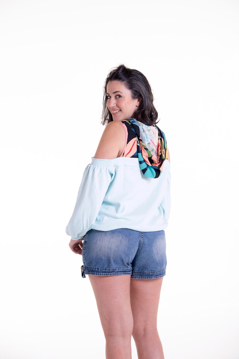 Off-shoulder Hoodie Sewing Pattern, Two Lengths (PDF Pattern) - Etsy