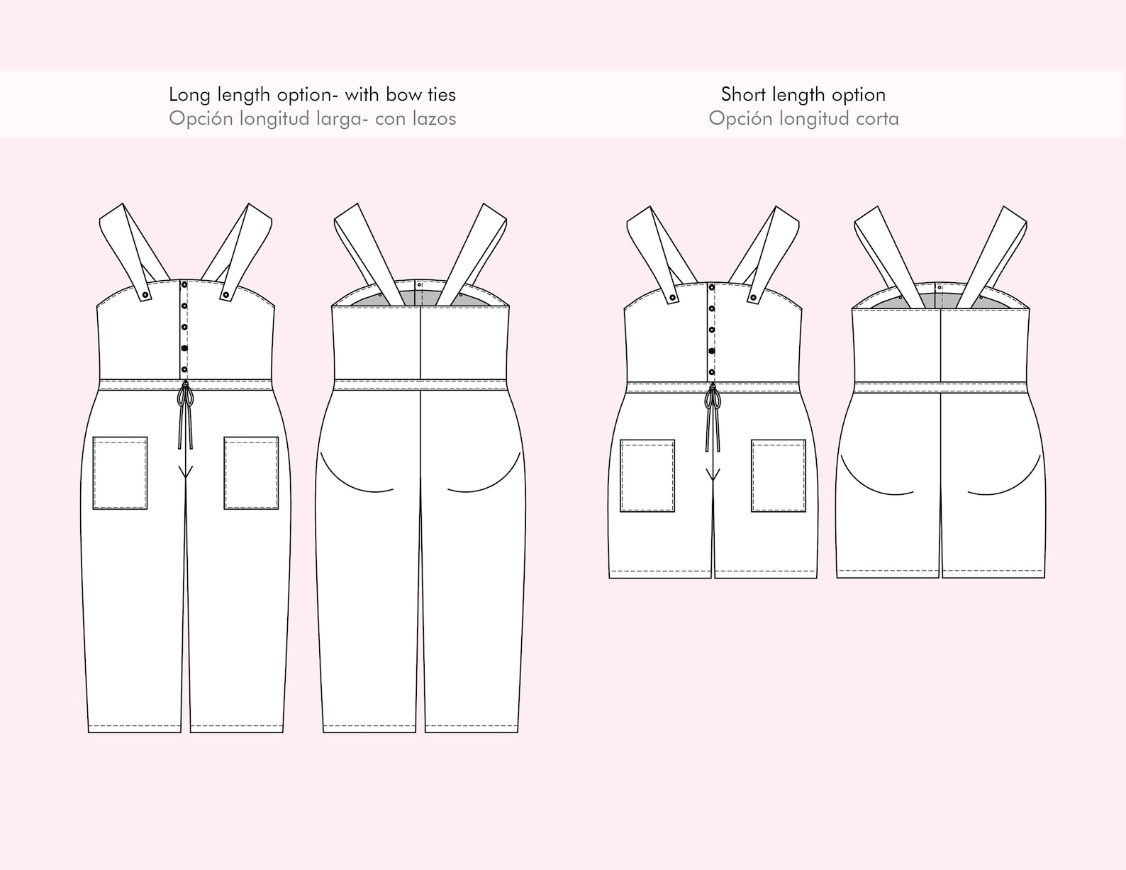 Bib Overall Sewing Pattern, Women's XXS-5XL, Long & Short (PDF Pattern ...
