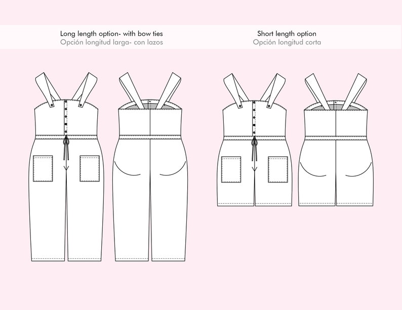 Bib Overall Sewing Pattern, Women's XXS-5XL, Long & Short (PDF Pattern ...