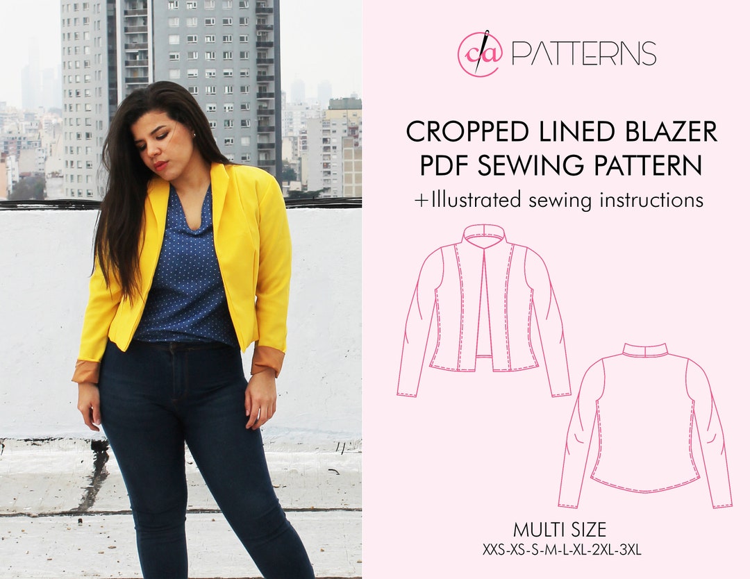 CROPPED Lined BLAZER PDF Sewing Pattern and Sewing Instructions for ...