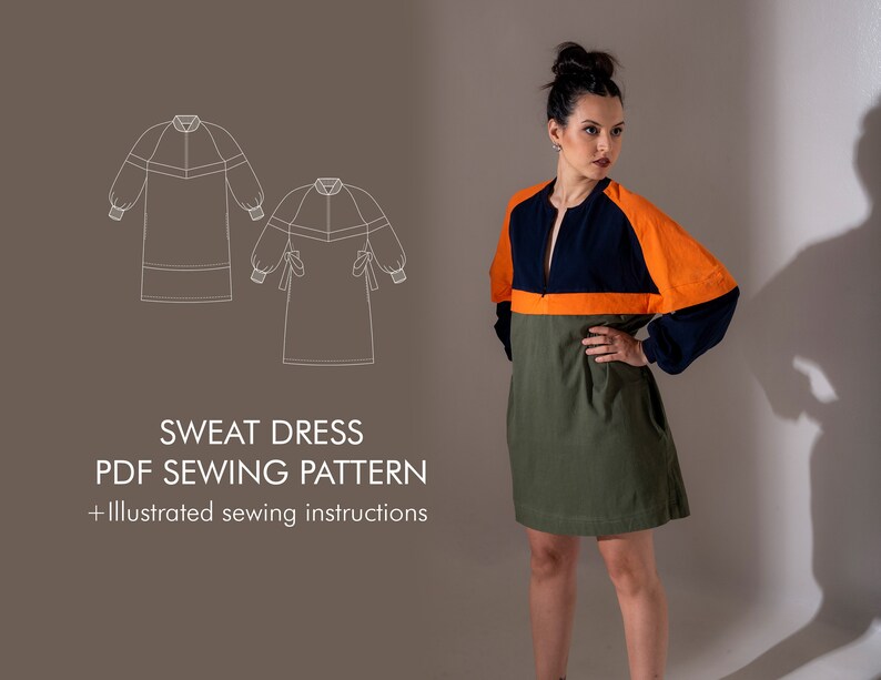 SWEAT DRESS PDF Sewing Pattern and Tutorial, Sizes Xxs-5xl, 2 Length ...