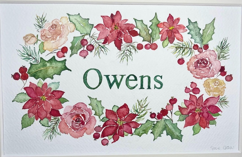 Original Painted Floral Wreath (personalised Wording Optional) - Etsy
