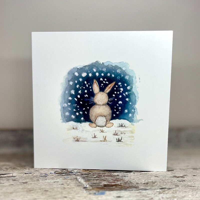 Bunny Christmas Card - Etsy