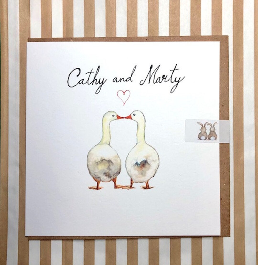 PERSONALISED Ducks, Love is in the Air Happy Anniversary Valentines for ...