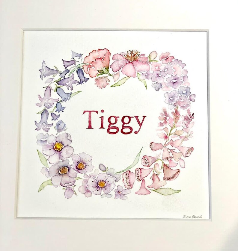 Square Original Watercolour Baby Name Painting DOB Included - Etsy