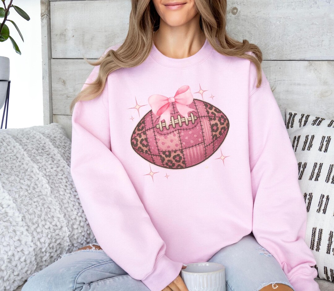 Pink Football Shirt, Game Day Sweatshirts Women, Football Bow Coquette ...