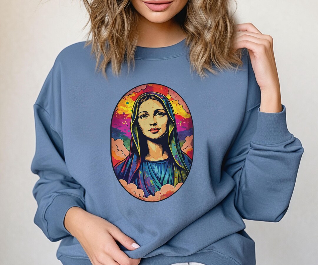 Virgin Mary Unisex Sweatshirt, Mama Mary Clothing, Catholic Shirts ...