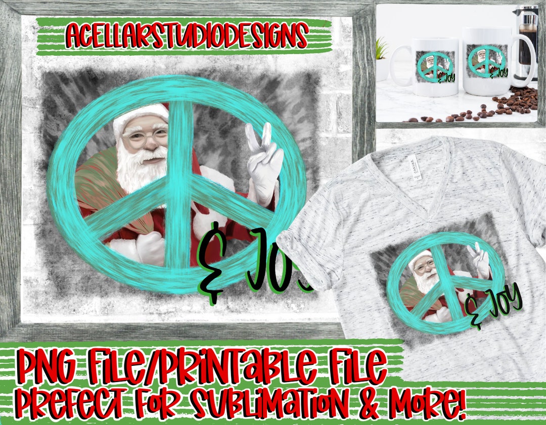 Digital Download & Joy Santa/peace Sign Christmas - Etsy