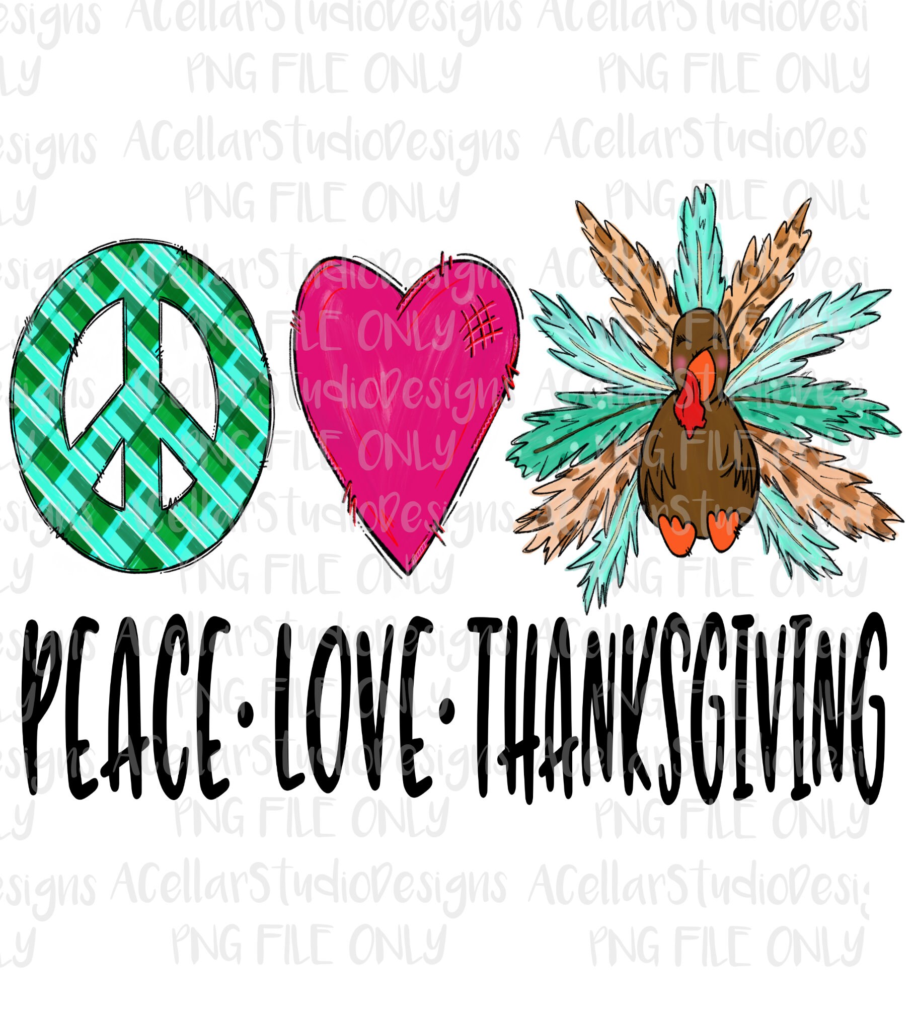 Digital Download Peace Love Thanksgiving Hand | Etsy