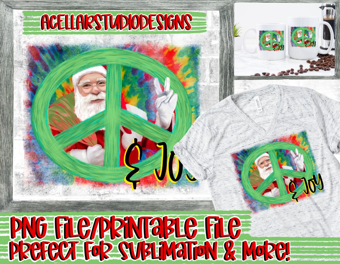 Digital Download & Joy Santa/peace Sign Christmas Design-great for ...