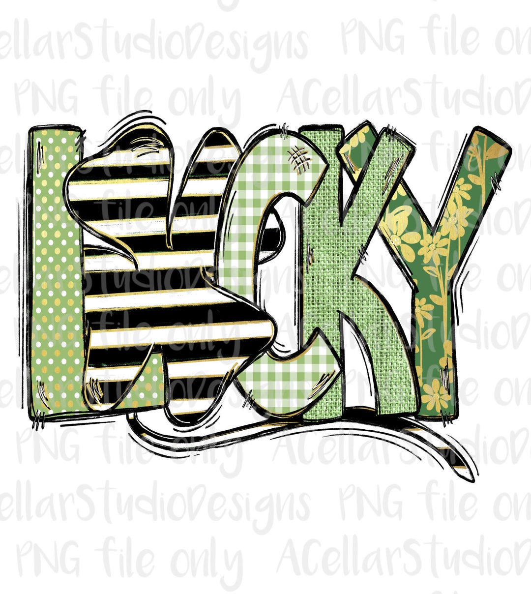 Digital Download lucky Printable Design-hand Drawn - Etsy