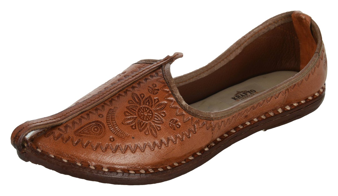 Handmade Men's Imprinted Brown Leather Jodhpuri Jutti, Handcrafted ...