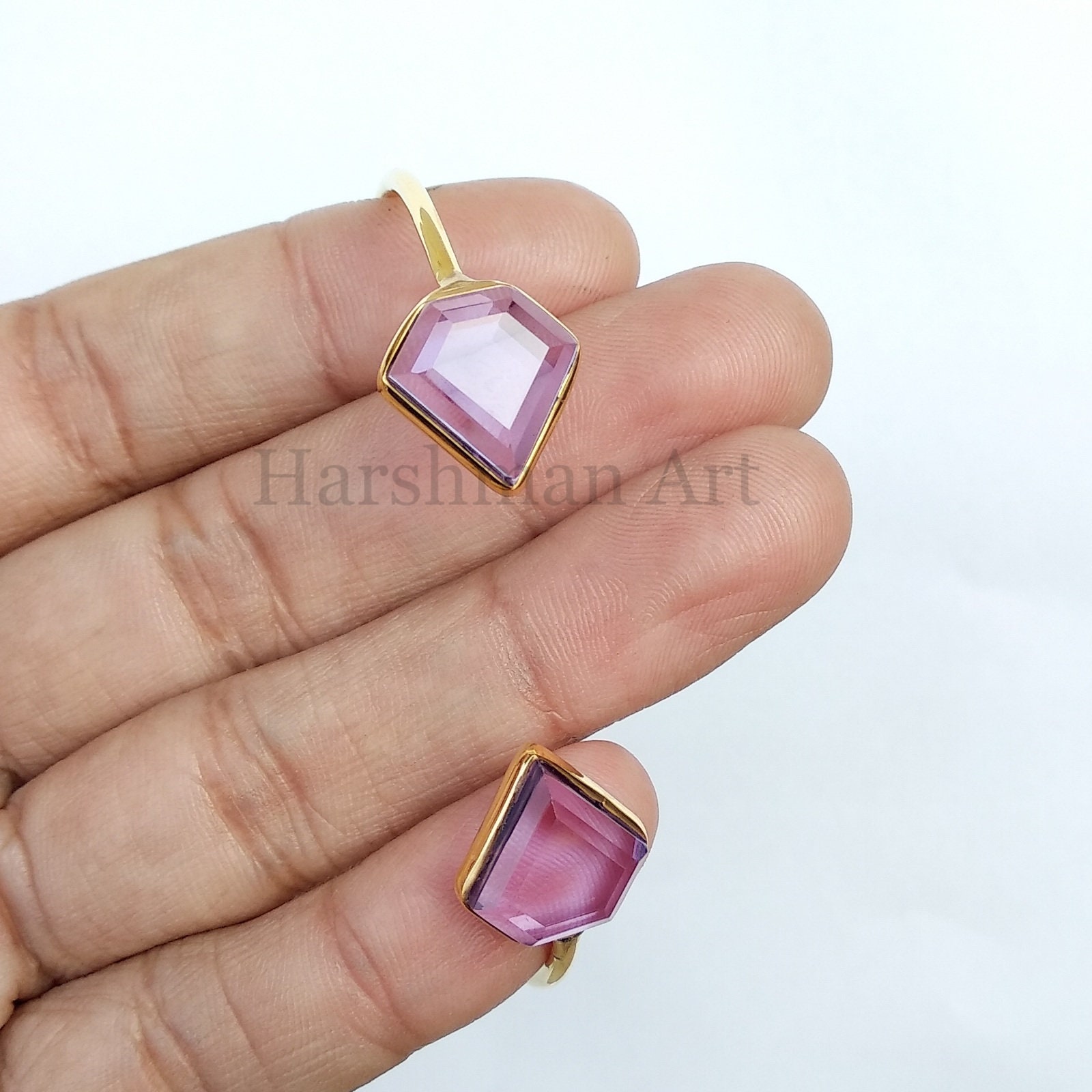 Alex Quartz Silver Bangle 13x13mm Diamond Shape Gemstone | Etsy