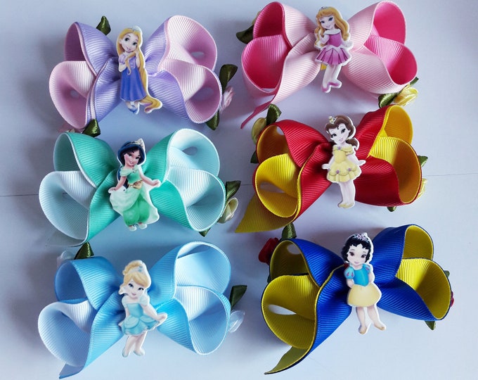 Disney Princess Hair Bows Princess Bows, Disney Bows, Hair Bow Clips ...