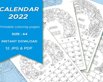 Coloring Calendar 2022 - Etsy