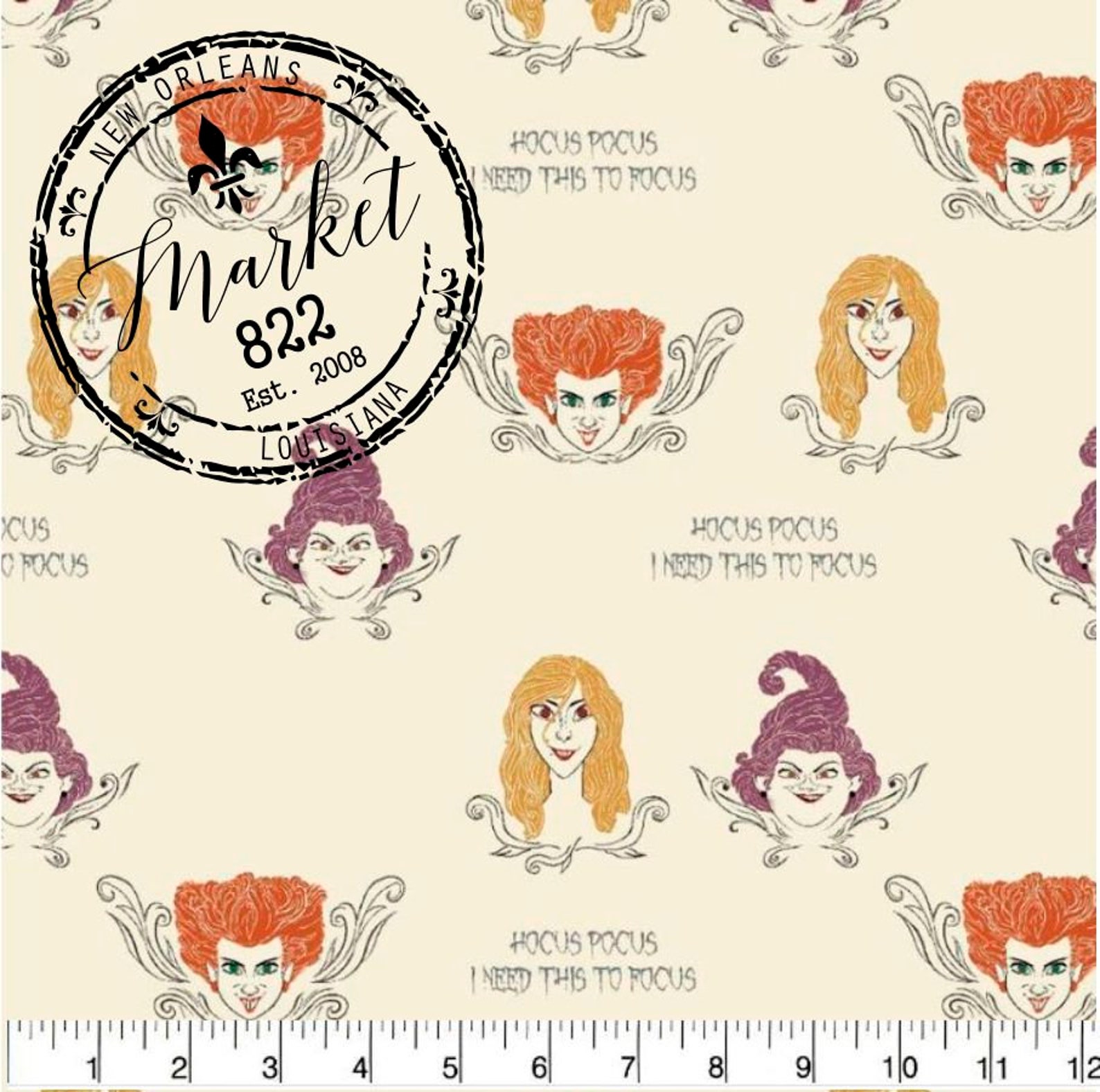 HOCUS POCUS Cotton Fabric Witches Fabric Halloween Fabric - Etsy