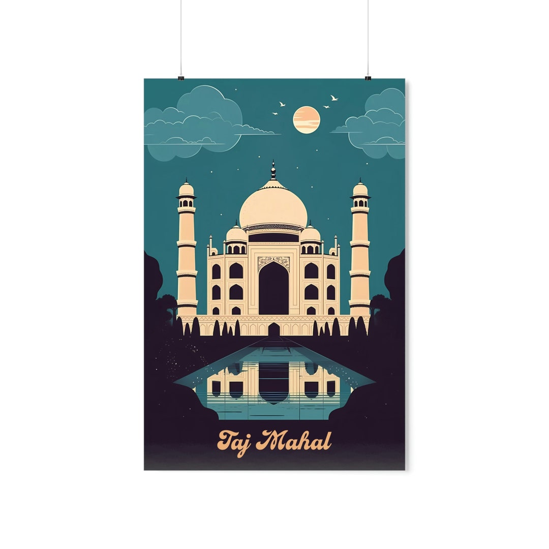 Taj Mahal Poster Taj Mahal India Travel Poster India Modern India Art ...