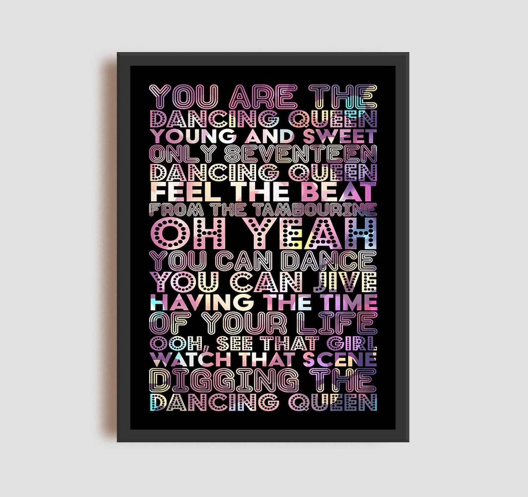 Abba Dancing Queen Song Lyrics Wall Art Print. Dancing Queen Print - Etsy