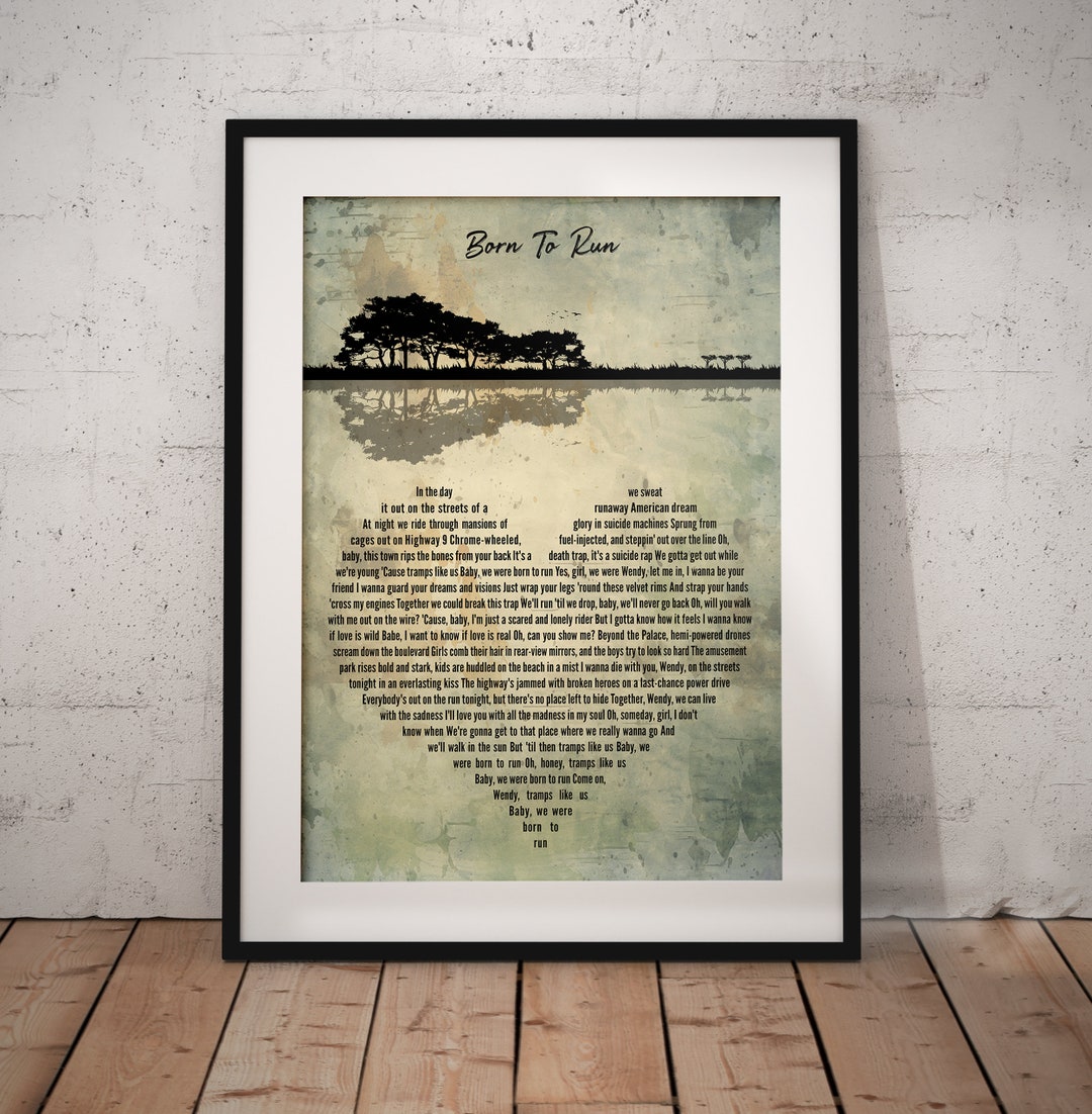 Bruce Springsteen Poster Born to Run Song Lyrics Wall Art Print. - Etsy
