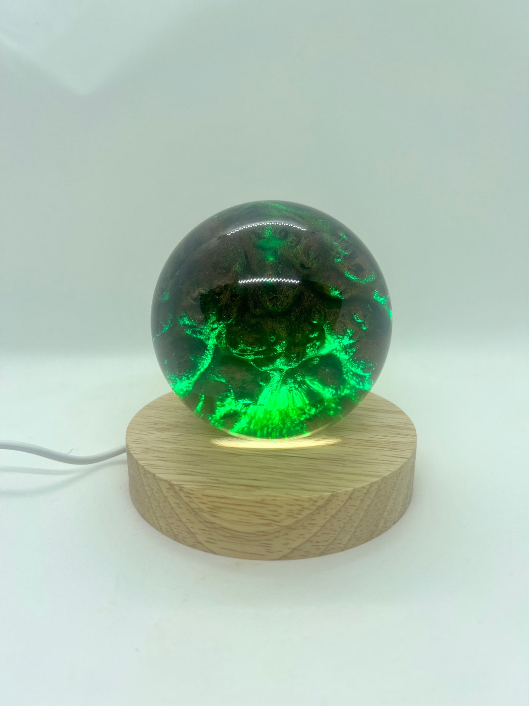 Lamp Resin Wood Sphere, Dragon Egg, Night Light - Etsy