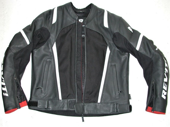 REV' IT! Men's Black Motorcycle Leather Armor Jacket … - Gem