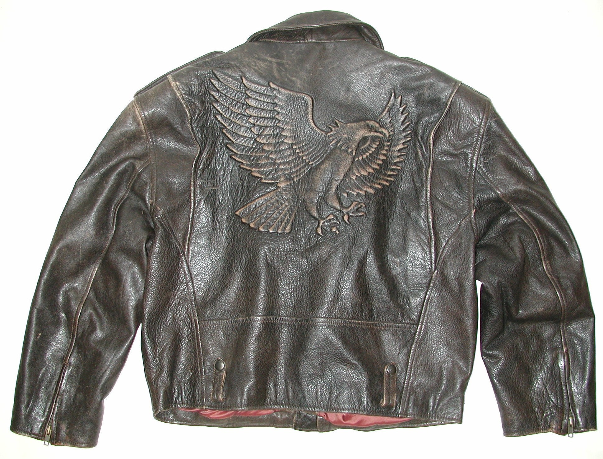 Men's Brown Leather Golden Eagle Motorcycle Biker Jacket - Etsy