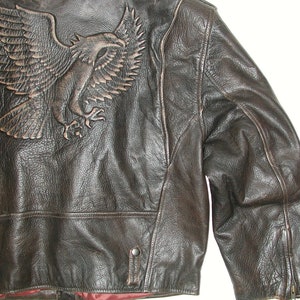 Men's Brown Leather Golden Eagle Motorcycle Biker Jacket - Etsy