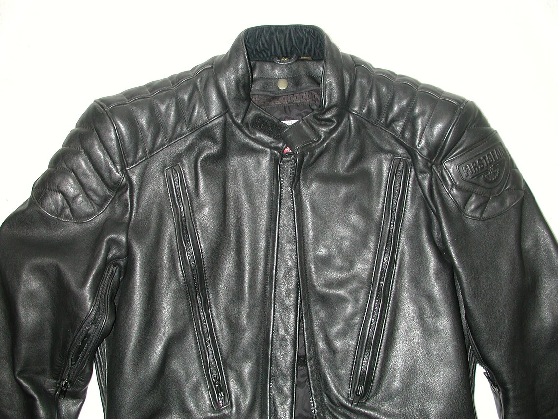 Vintage FIRSTGEAR Men's Black Motorcycle Leather Jacket - Etsy