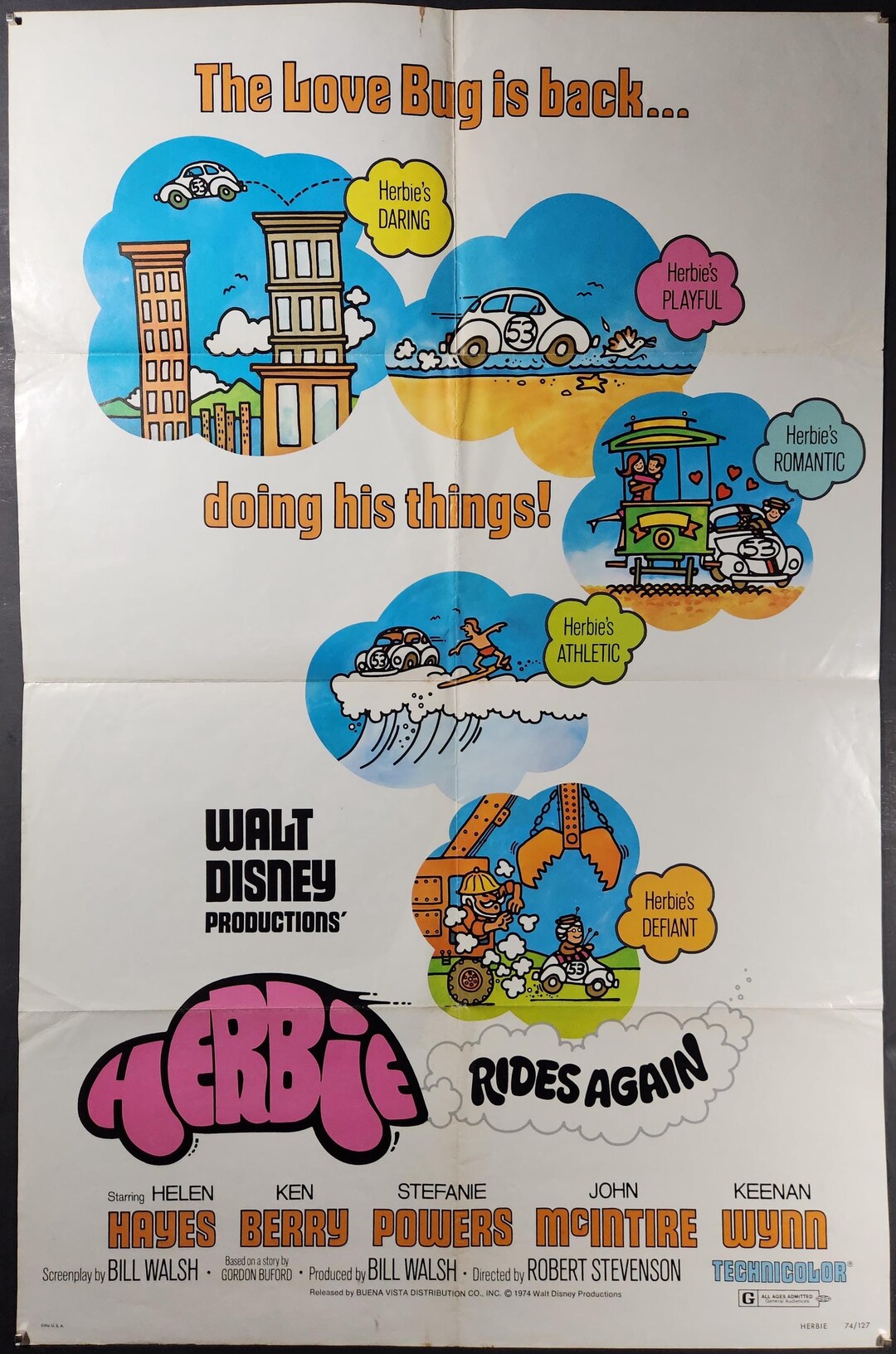 Herbie Rides Again-an Original Vintage Movie Poster for Disney's Cheeky ...