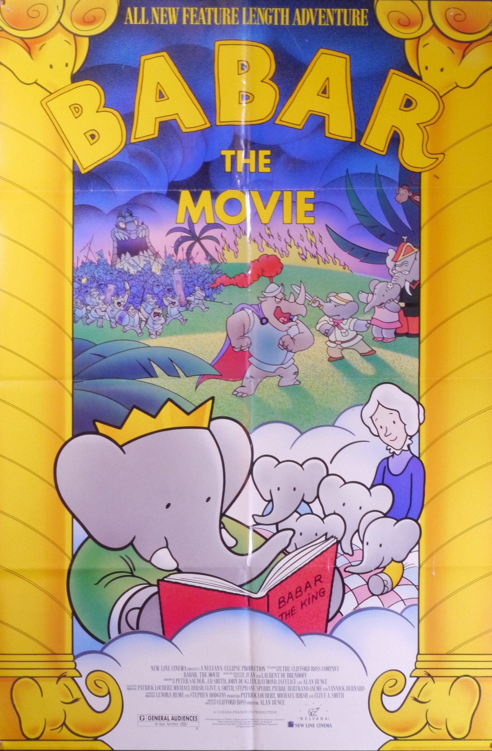 Babar: the Movie-original Vintage Movie Poster for King Babar's Big ...