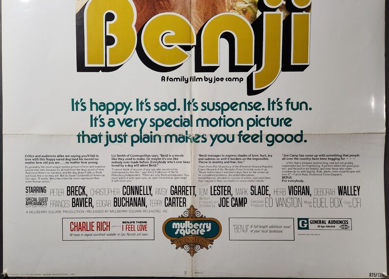 Benji-original Vintage Movie Poster for Joe Camps Canine Adventure With ...