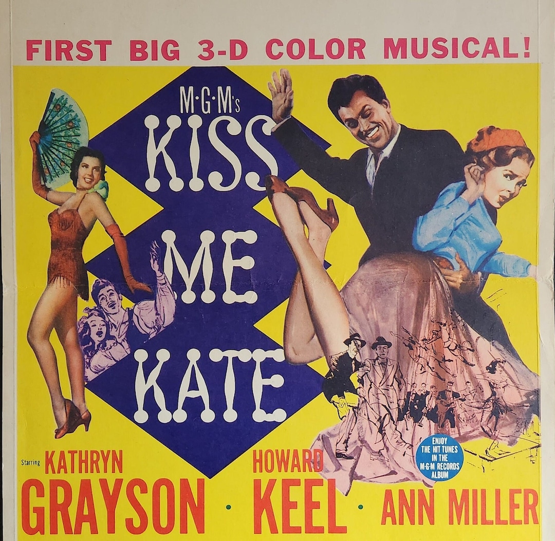Kiss Me Kate-original Vintage Movie Poster of George Sidneys Big Color Musical With Kathryn ...